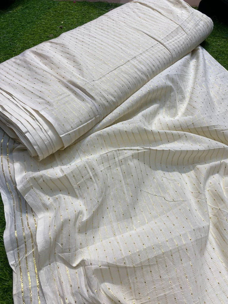 Most Premium Quality Of Pure Kora Cotton Chikan Lace & Fine Zari Fabri ...